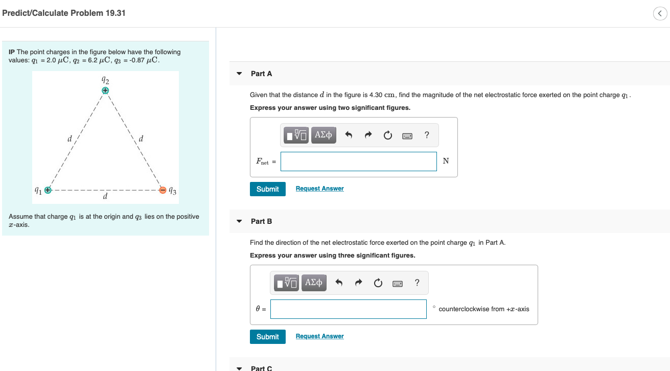 Solved Predict/Calculate Problem 19.31 IP The point charges | Chegg.com