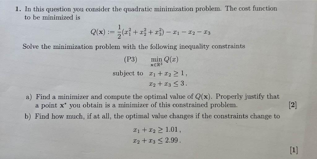 In this question you consider the quadratic | Chegg.com