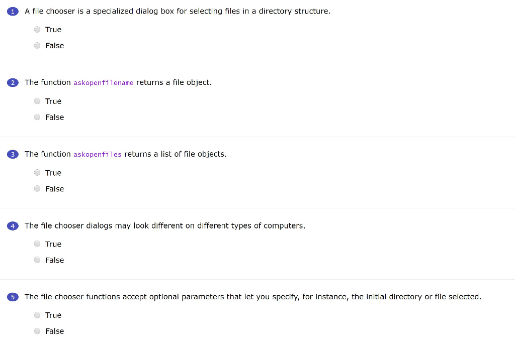 Solved 1 A file chooser is a specialized dialog box for | Chegg.com