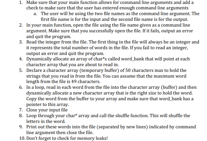 Solved 1. Make sure that your main function allows for | Chegg.com