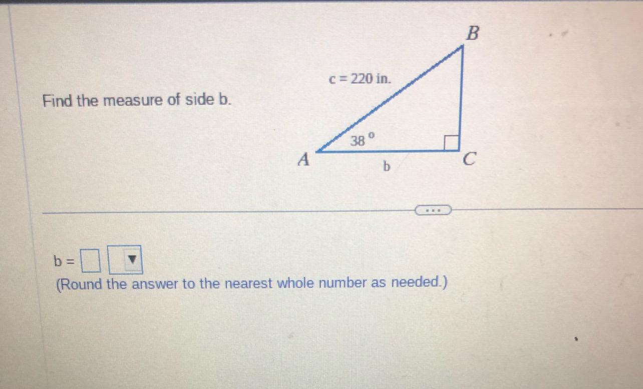 Solved Find the measure of side b. b= (Round the answer to | Chegg.com
