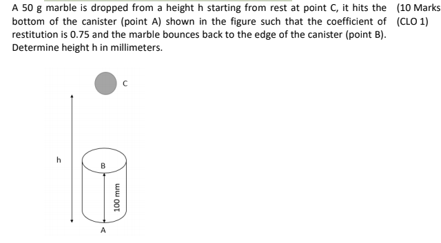 Solved A 50 g marble is dropped from a height h starting | Chegg.com