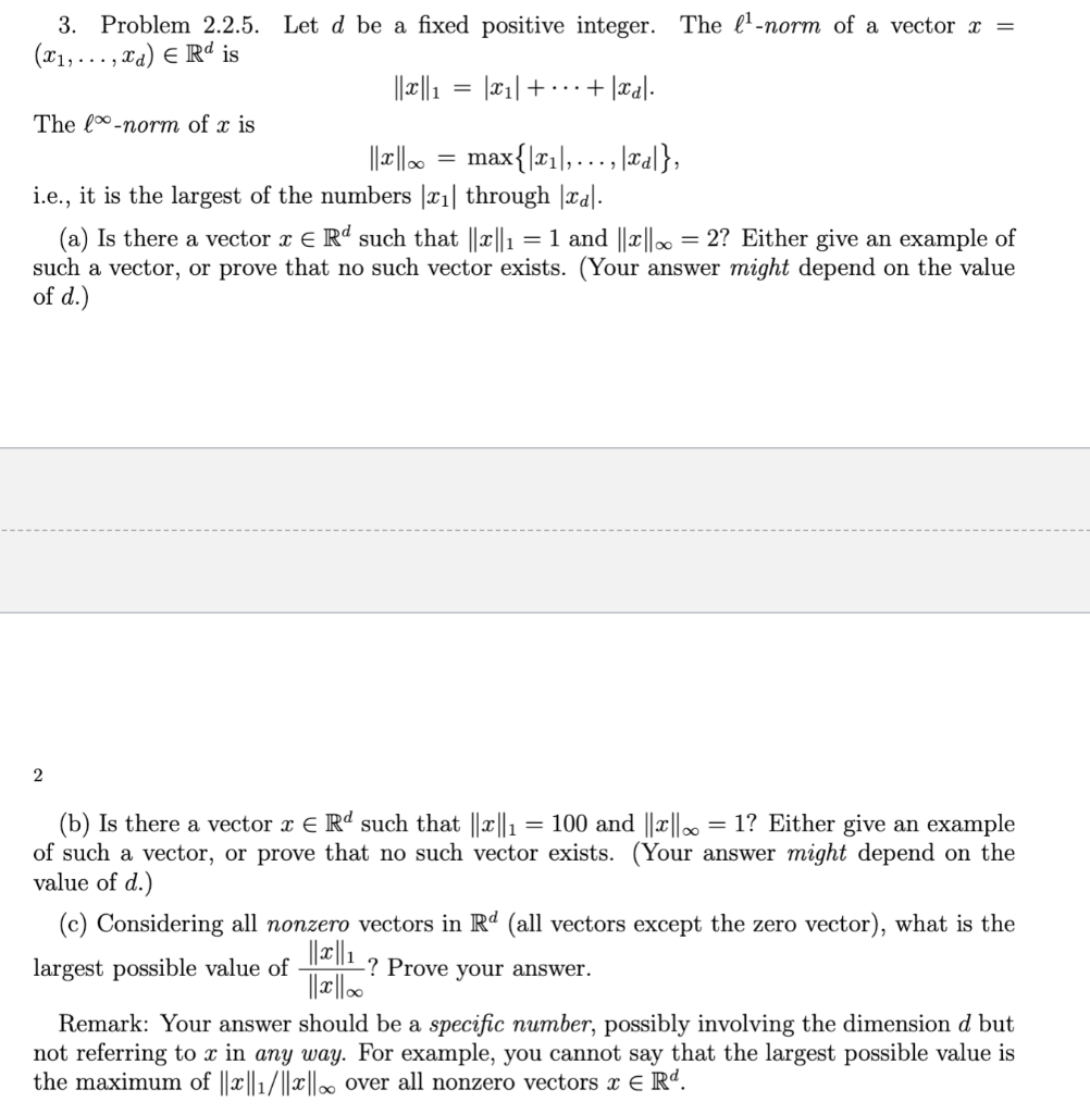 Solved 3. Problem 2.2.5. Let d be a fixed positive integer. | Chegg.com