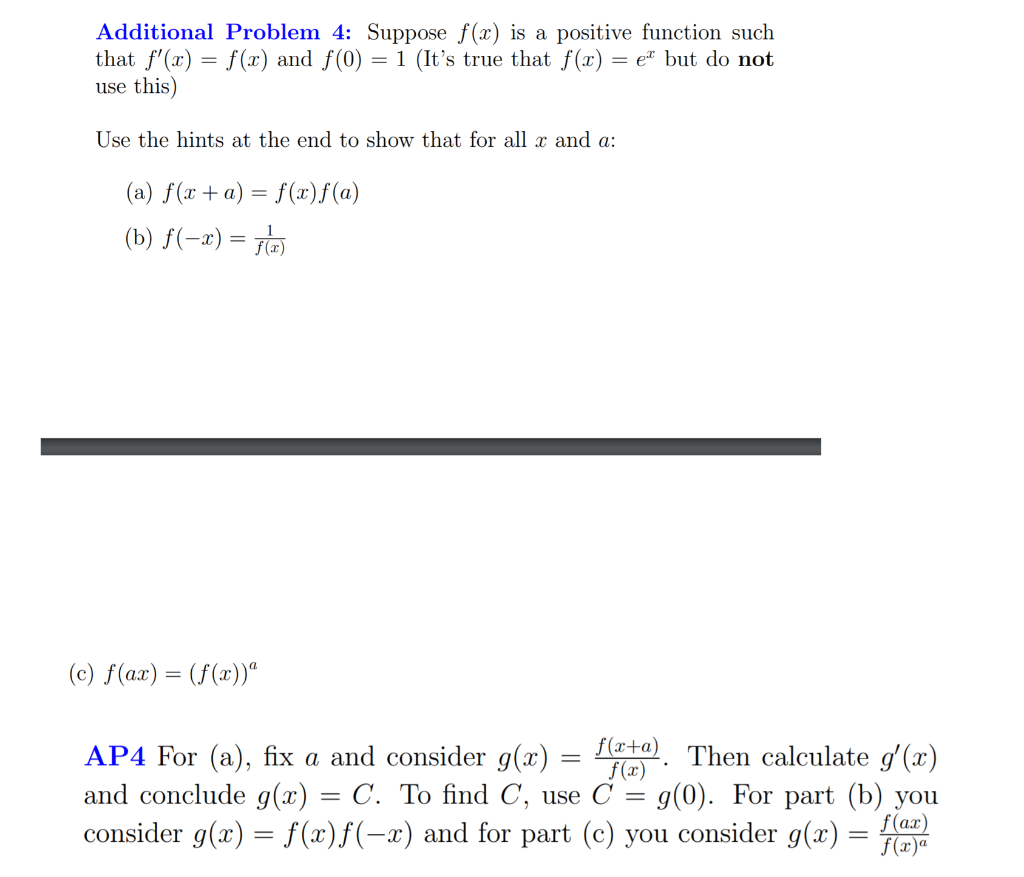 Solved Additional Problem 4: Suppose f(x) is a positive | Chegg.com