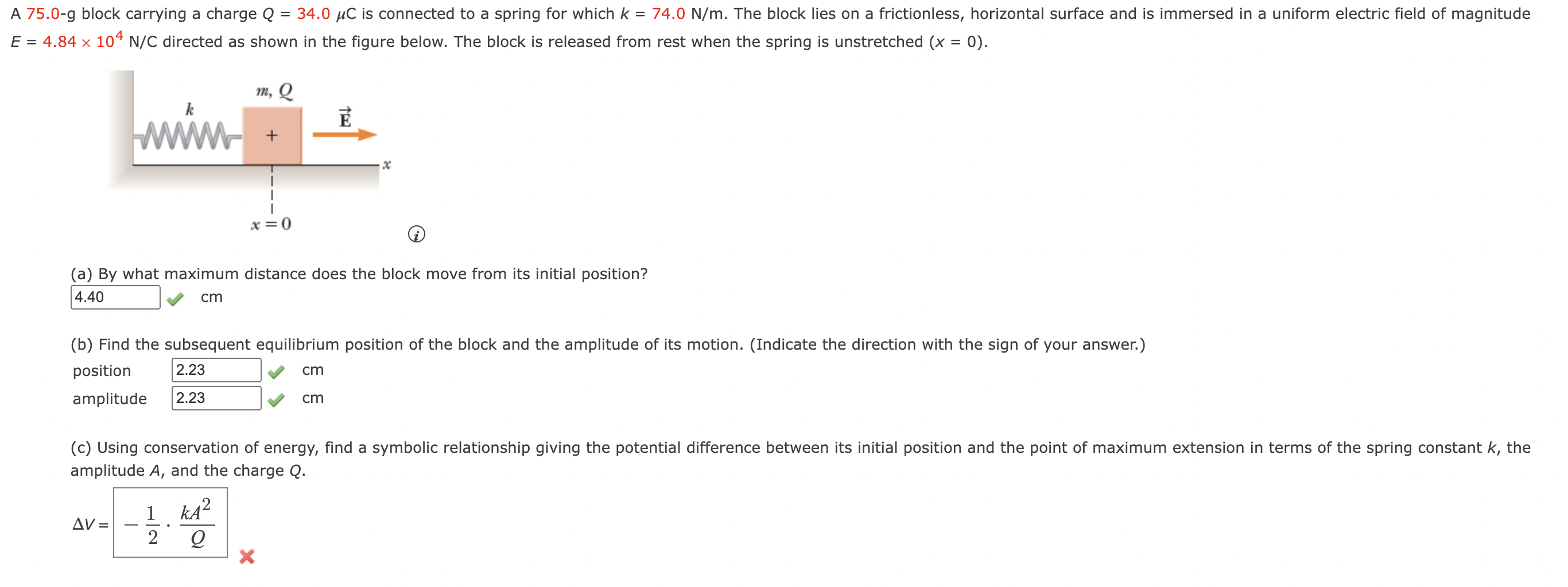Solved (c) Using conservation of energy, find a symbolic | Chegg.com