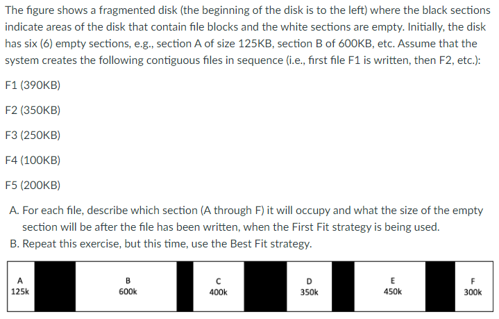 Solved The figure shows a fragmented disk (the beginning of | Chegg.com