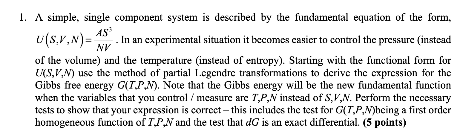 Solved A simple, single component system is described by the | Chegg.com