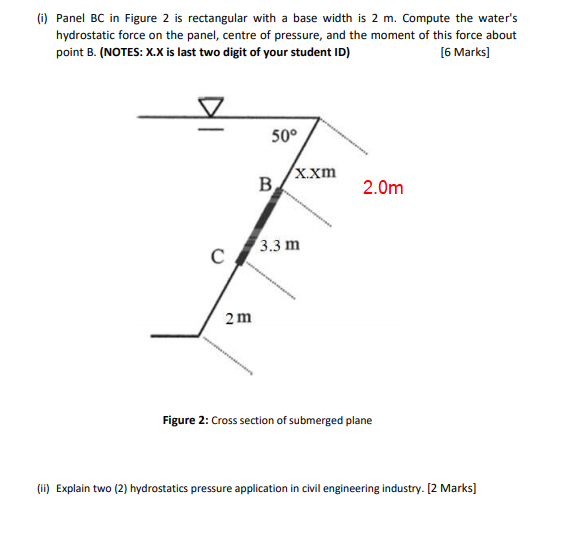Solved (i) Panel BC in Figure 2 is rectangular with a base | Chegg.com
