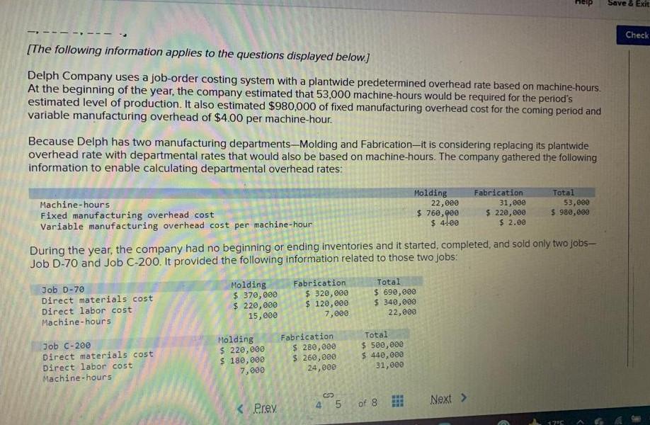 Solved help Save & Exit Check [The following information | Chegg.com