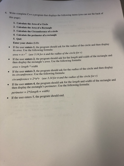 Solved 6. Write complete C++ a program this page). that | Chegg.com
