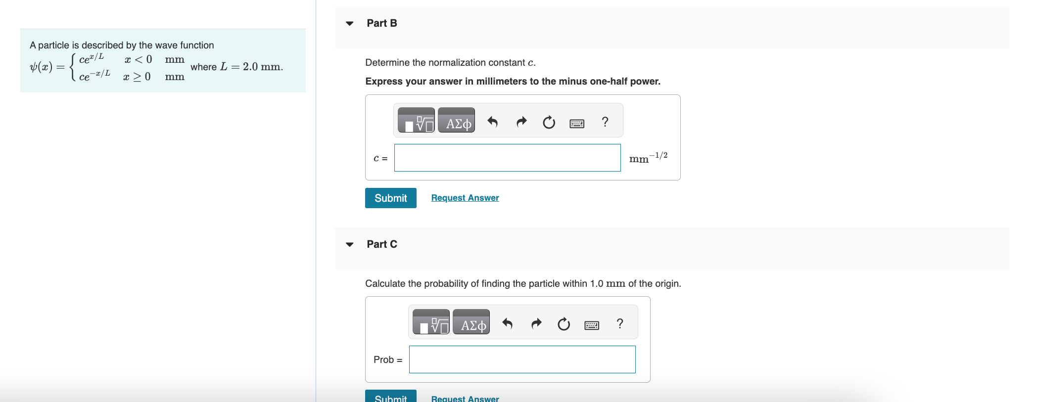 Solved A particle is described by the wave function Sketch | Chegg.com