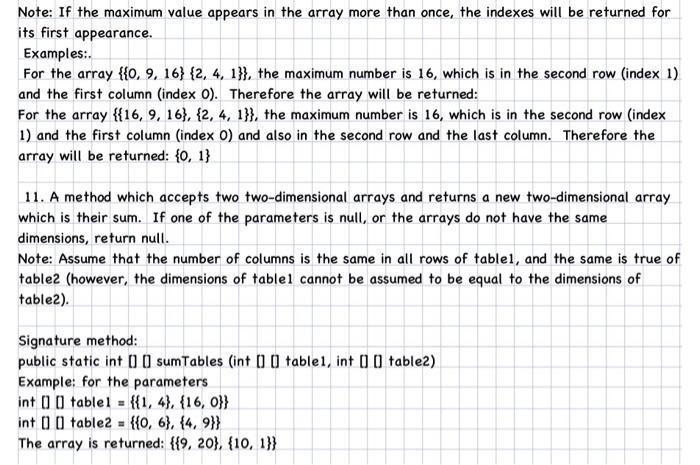Solved Exercise Material: Arrays, Two-Dimensional Arrays | Chegg.com