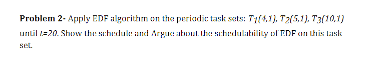 Solved Problem 2- Apply EDF algorithm on the periodic task | Chegg.com