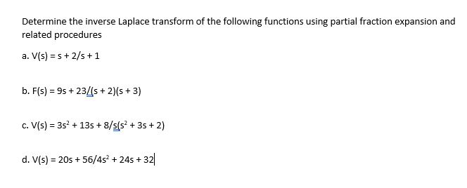 Solved Determine the inverse Laplace transform of the | Chegg.com