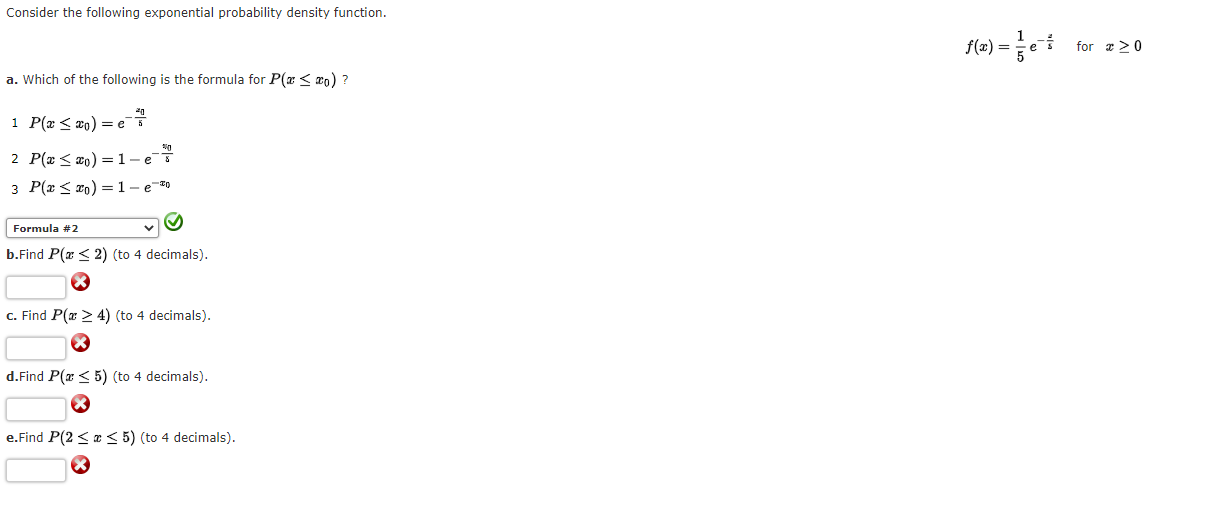 Solved Consider the following exponential probability | Chegg.com