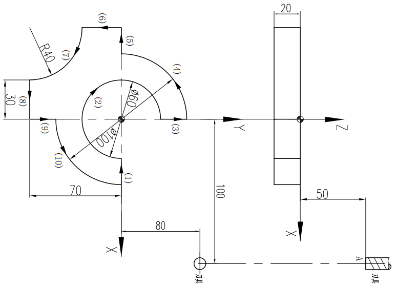 3、Please write the NC code for machining this part in | Chegg.com