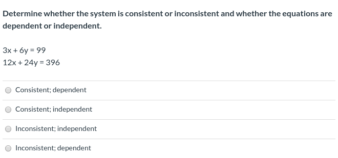 Solved Determine whether the system is consistent or | Chegg.com