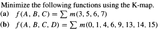 Solved Minimize the following functions using the K-map. (a) | Chegg.com