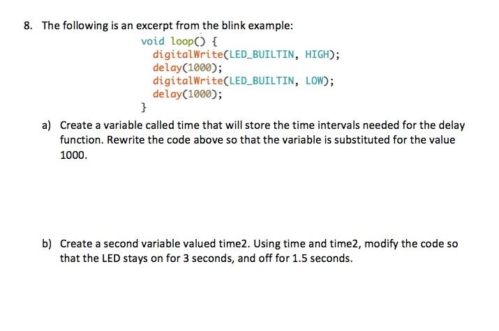 Solved 8. The following is an excerpt from the blink | Chegg.com