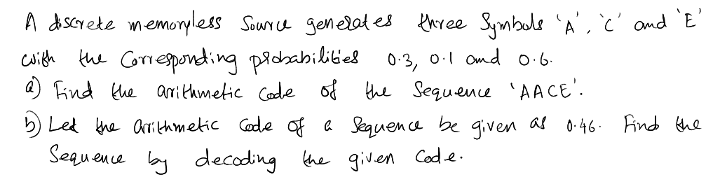 Solved A discrete memoryless Source generates three Symbols | Chegg.com
