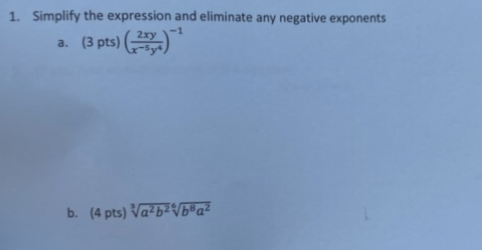 Solved 1. Simplify the expression and eliminate any negative | Chegg.com