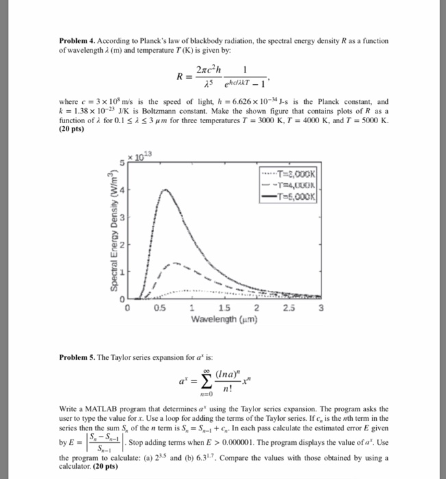 Solved Problem 4. According to Planck 's law of blackbody | Chegg.com