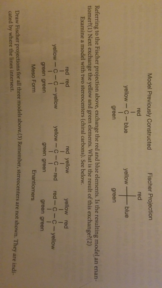 Solved Fischer Projection Model Previously Constructed red | Chegg.com