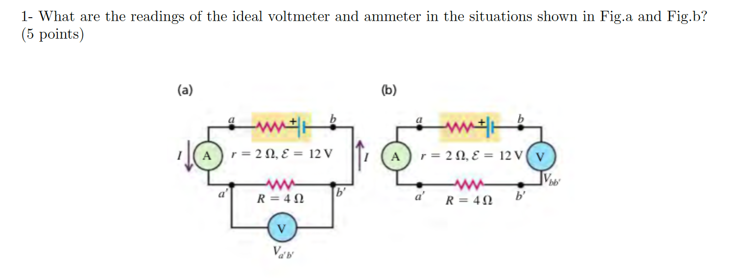 Solved 1 What Are The Readings Of The Ideal Voltmeter And