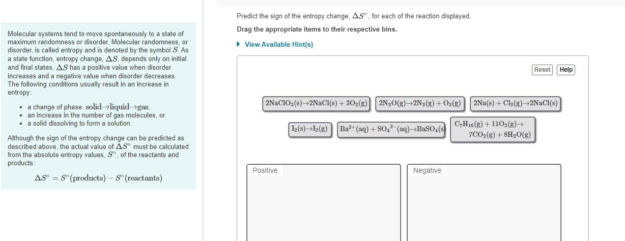 Solved Molecular systems tend to move spontaneously to a | Chegg.com