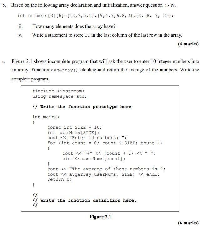 Solved b. Based on the following array declaration and | Chegg.com
