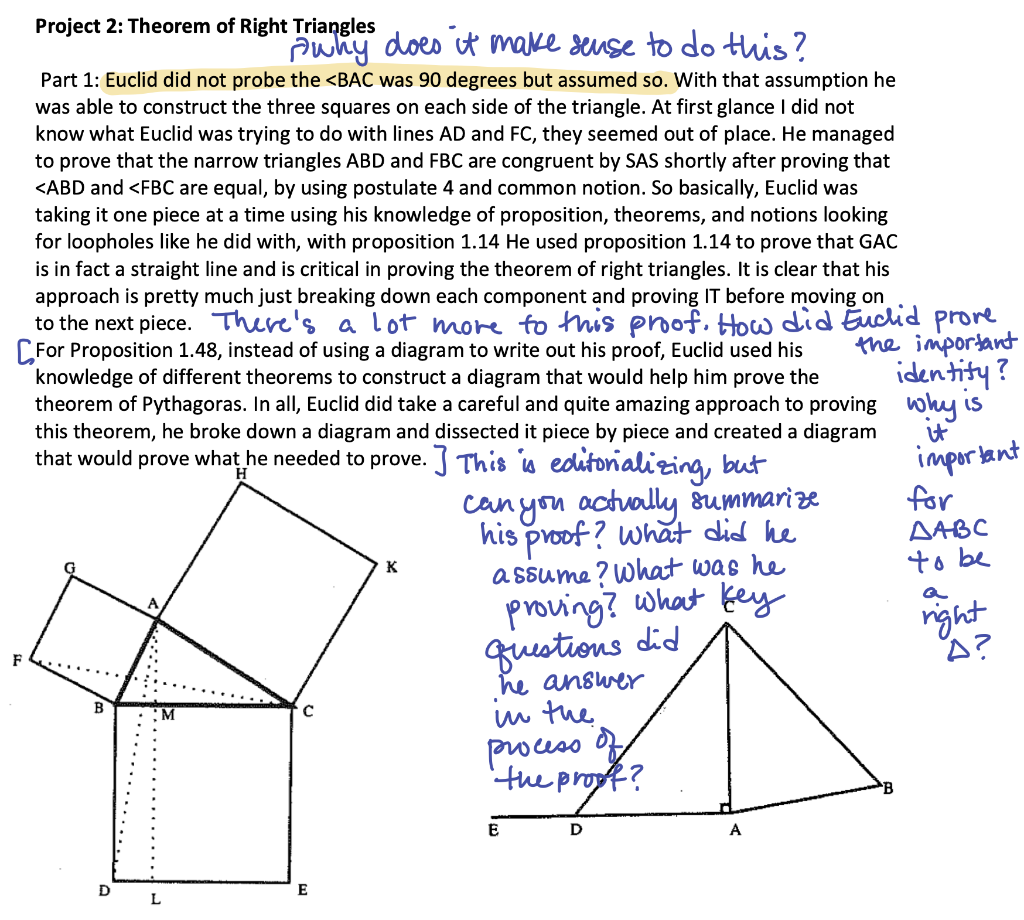 Solved Project 2: Theorem of Right Triangles why does it | Chegg.com
