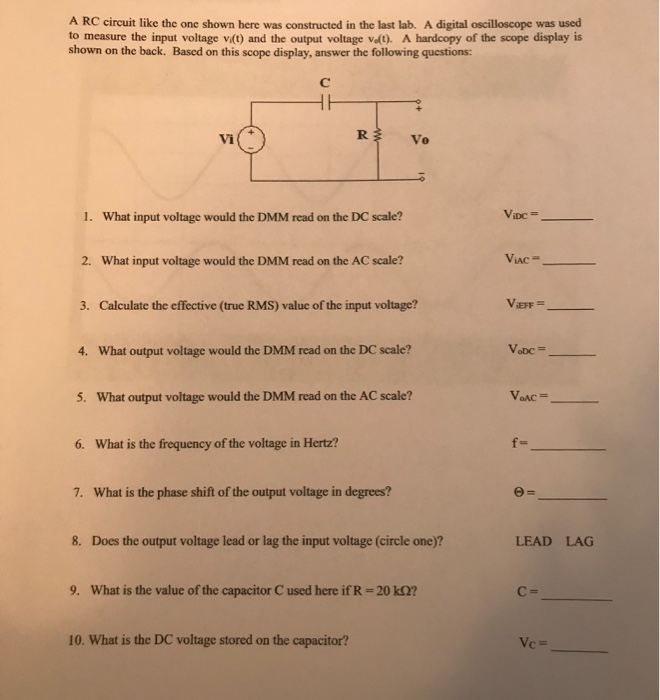 Solved Oscilloscope Display: 1) Input Voltage (Channel 1) 2) | Chegg.com