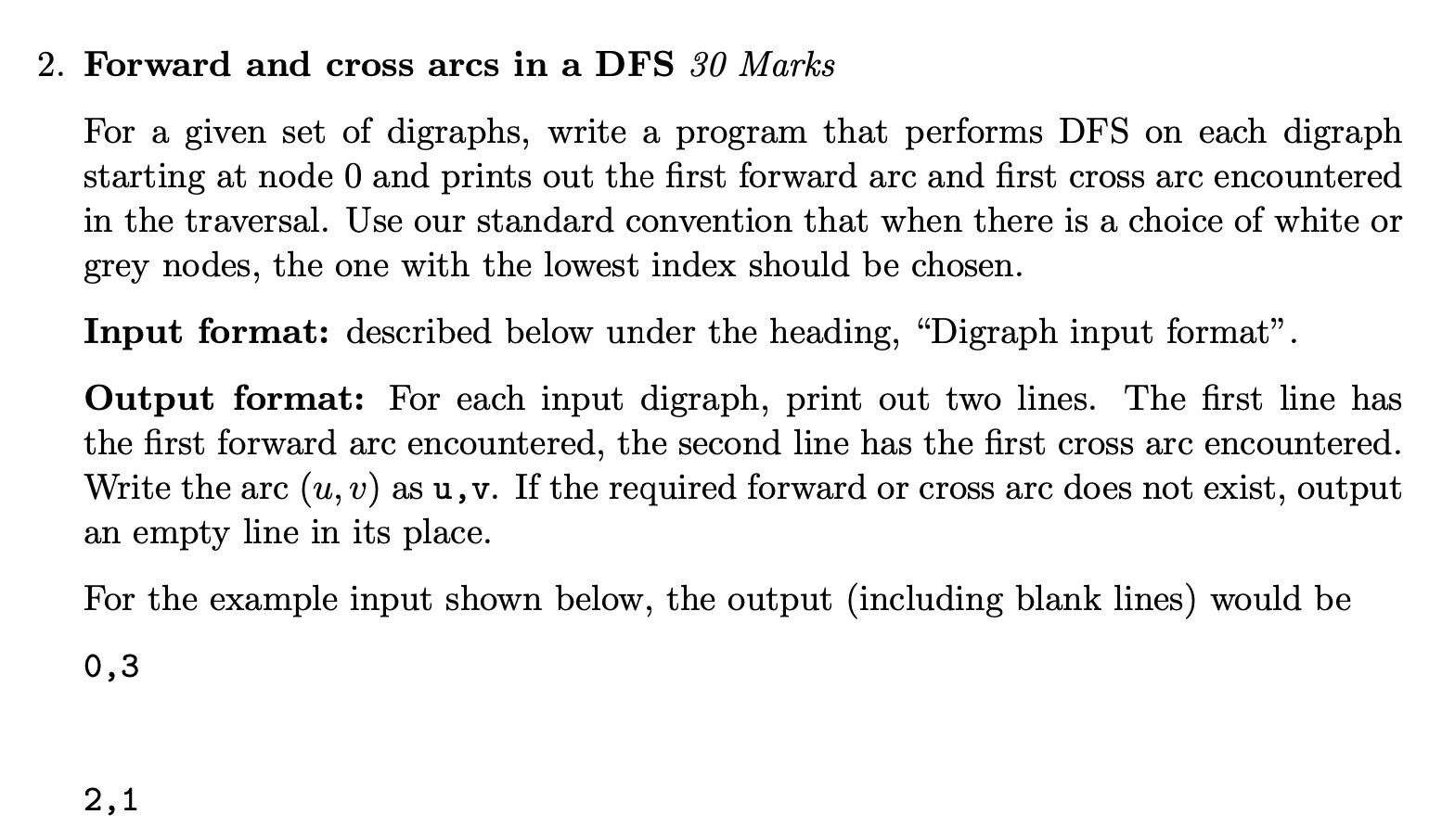 Solved 2. Forward and cross arcs in a DFS 30 Marks For a | Chegg.com