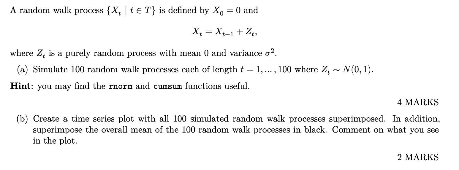 A random walk process {X/ [teT} is defined by X0 = 0 | Chegg.com