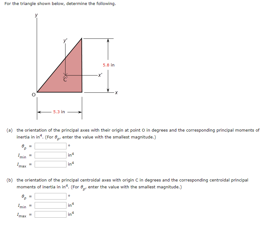Solved For the triangle shown below, determine the following | Chegg.com