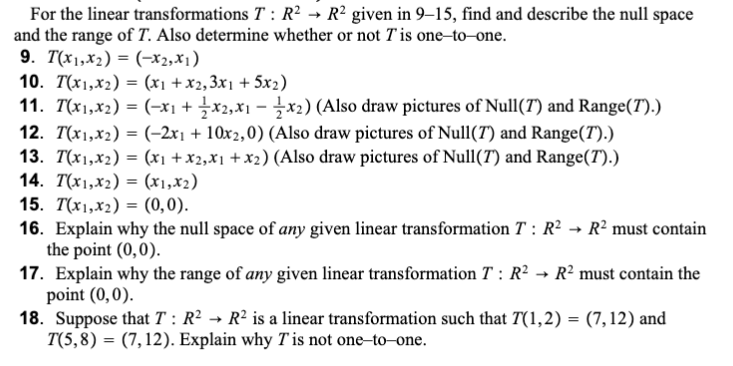 Solved For the linear transformations T:R2→R2 ﻿given in | Chegg.com