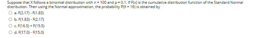 Solved Suppose that X follows a binomial distribution with n | Chegg.com