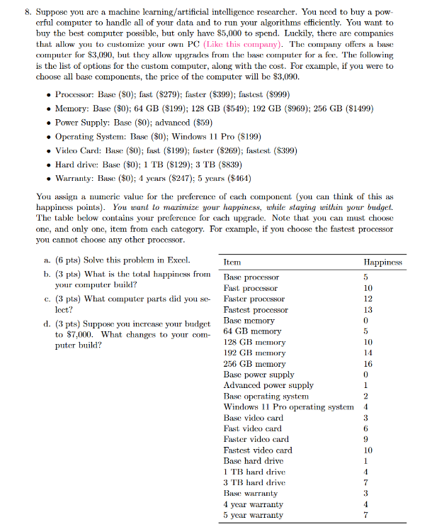 Solved ***PLEASE SOLVE USING EXCEL***8. ﻿Suppose you are a | Chegg.com