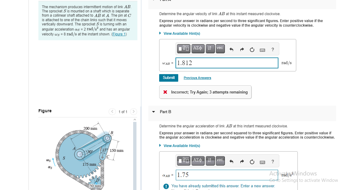 Solved The mechanism produces intermittent motion of ﻿link | Chegg.com