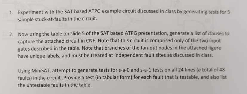Solved 1. Experiment with the SAT based ATPG example circuit | Chegg.com