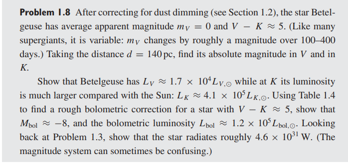 Solved Problem I.8 After correcting for dust dimming (see | Chegg.com