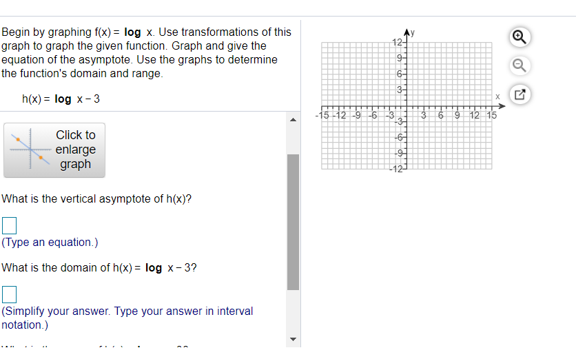 Solved Begin by graphing f(x) = log x. Use transformations | Chegg.com