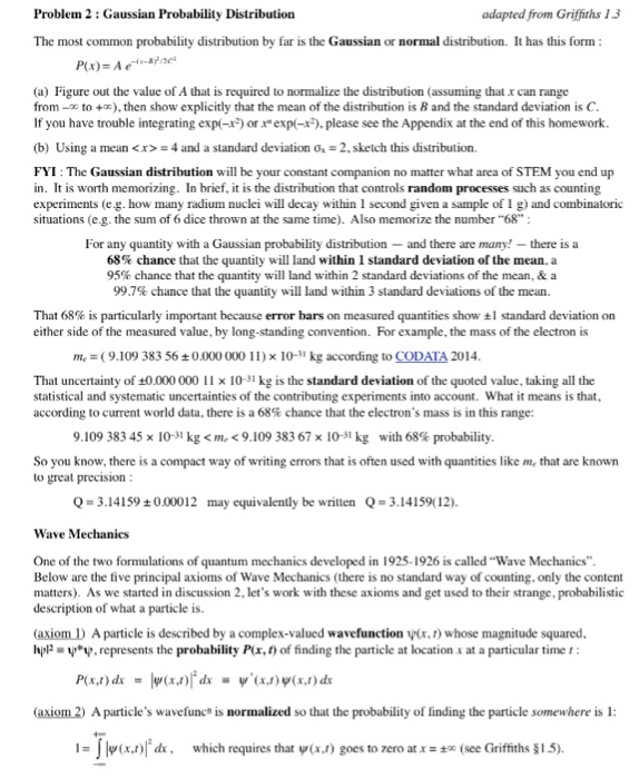 Solved Problem 2: Gaussian Probability Distribution adapted | Chegg.com