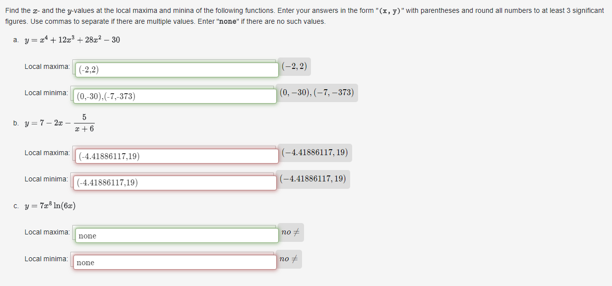 Solved Find the x - and the y-values at the local maxima and | Chegg.com