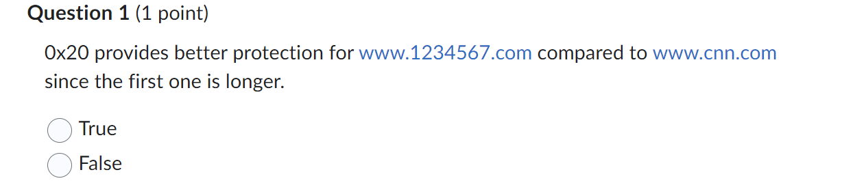 0x20 provides better protection for www.1234567.com | Chegg.com