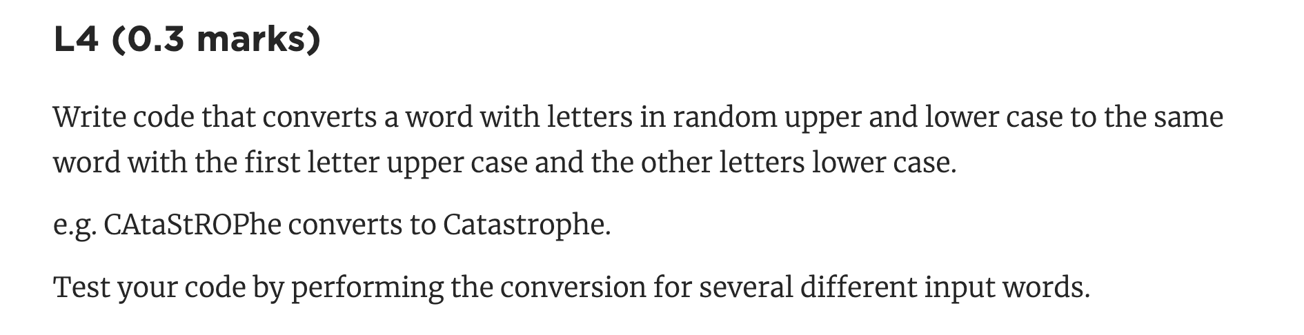 Solved L4 (0.3 marks) Write code that converts a word with | Chegg.com