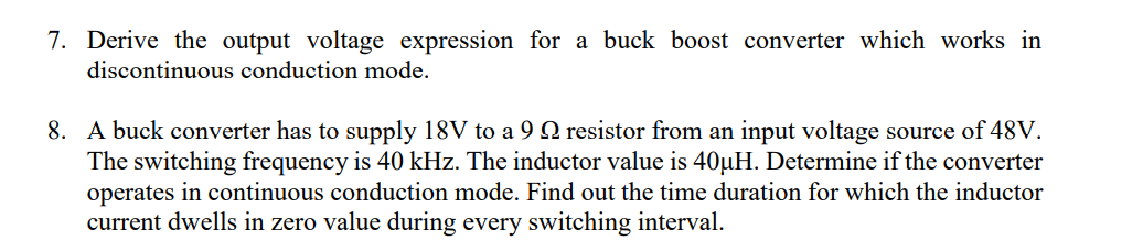 Solved 7. Derive the output voltage expression for a buck | Chegg.com