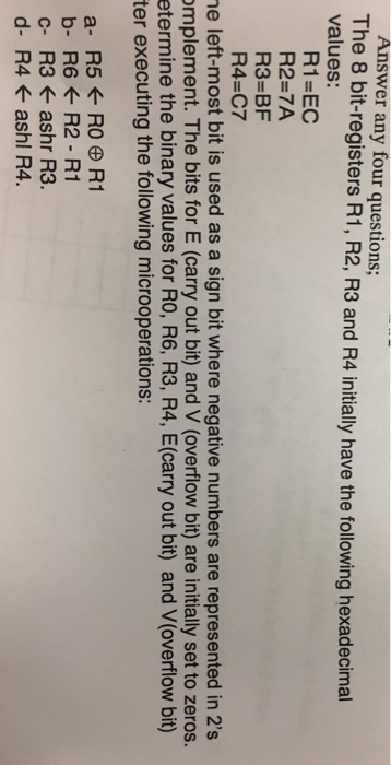 Solved Answer any four questions; The 8 bit registers R1, | Chegg.com