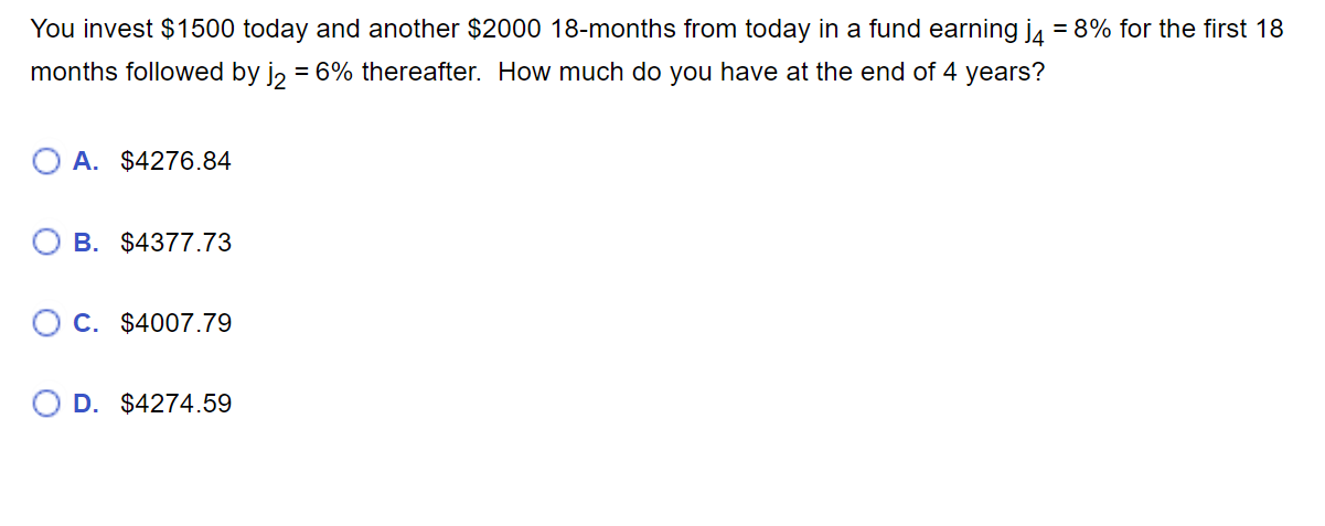 Solved You invest $1500 today and another $200018-months | Chegg.com