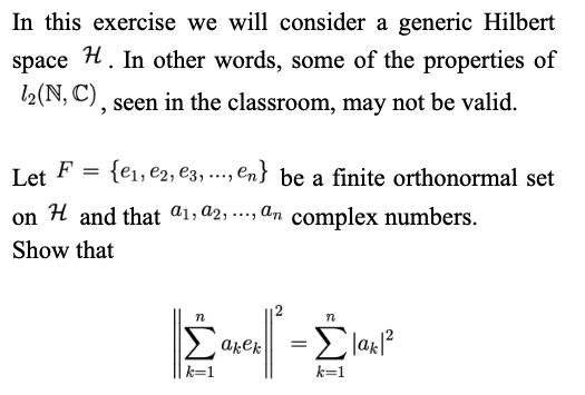 Solved In this exercise we will consider a generic Hilbert | Chegg.com